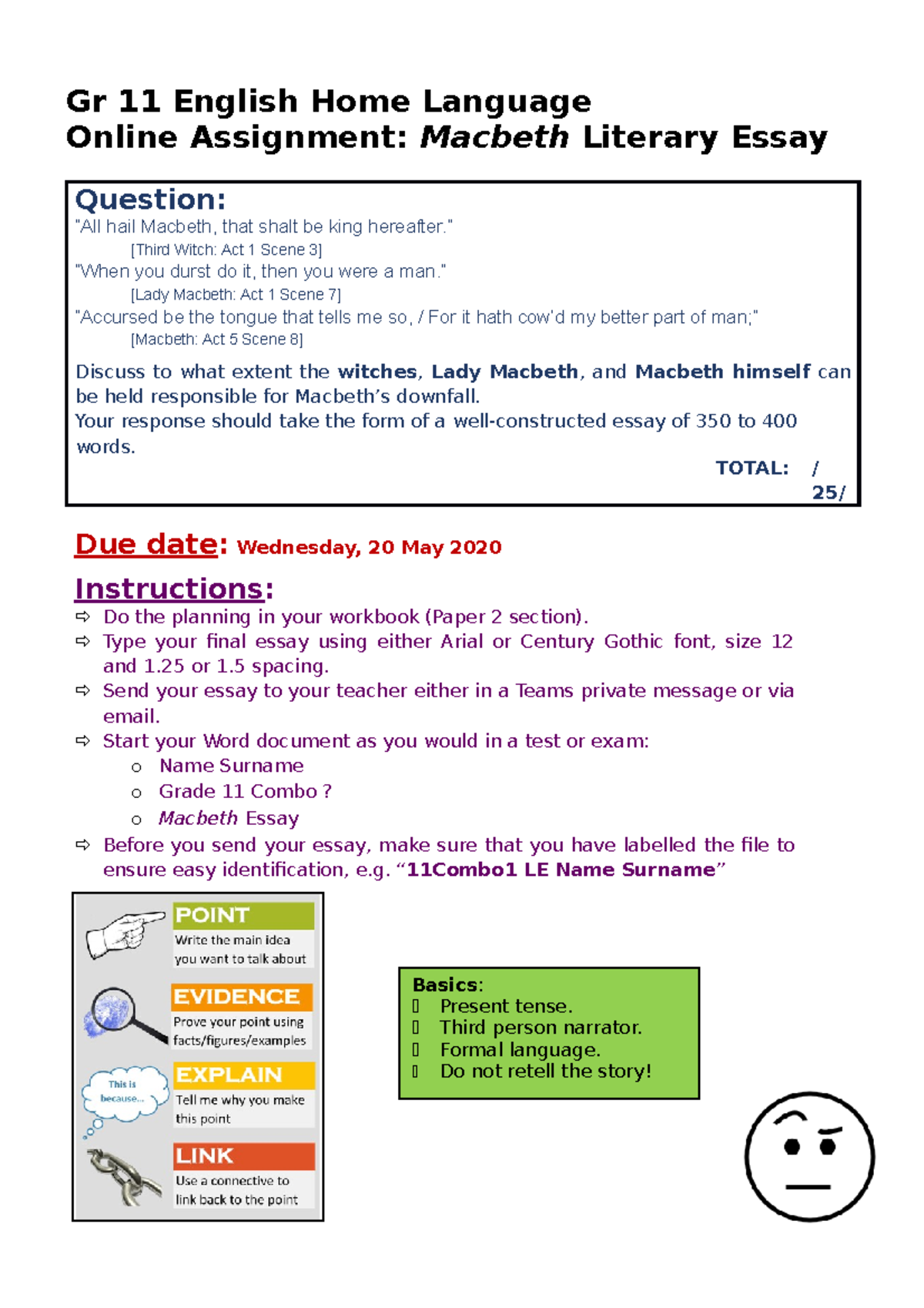 11 Macbeth Literary Essay Task - Analysis of Macbeth's Downfall - Studocu