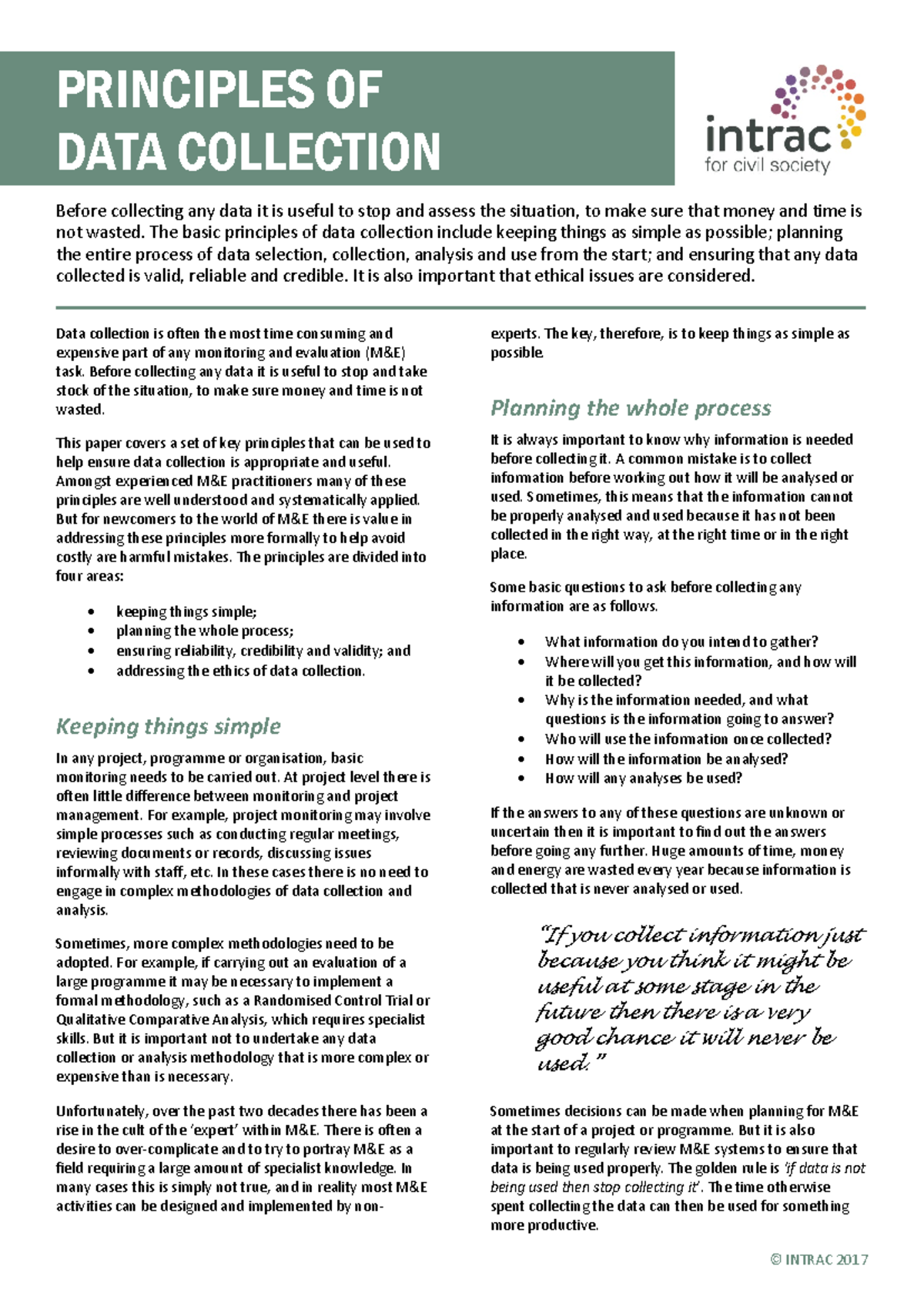 Principles of Data Collection: Key Guidelines for Effective Practice ...