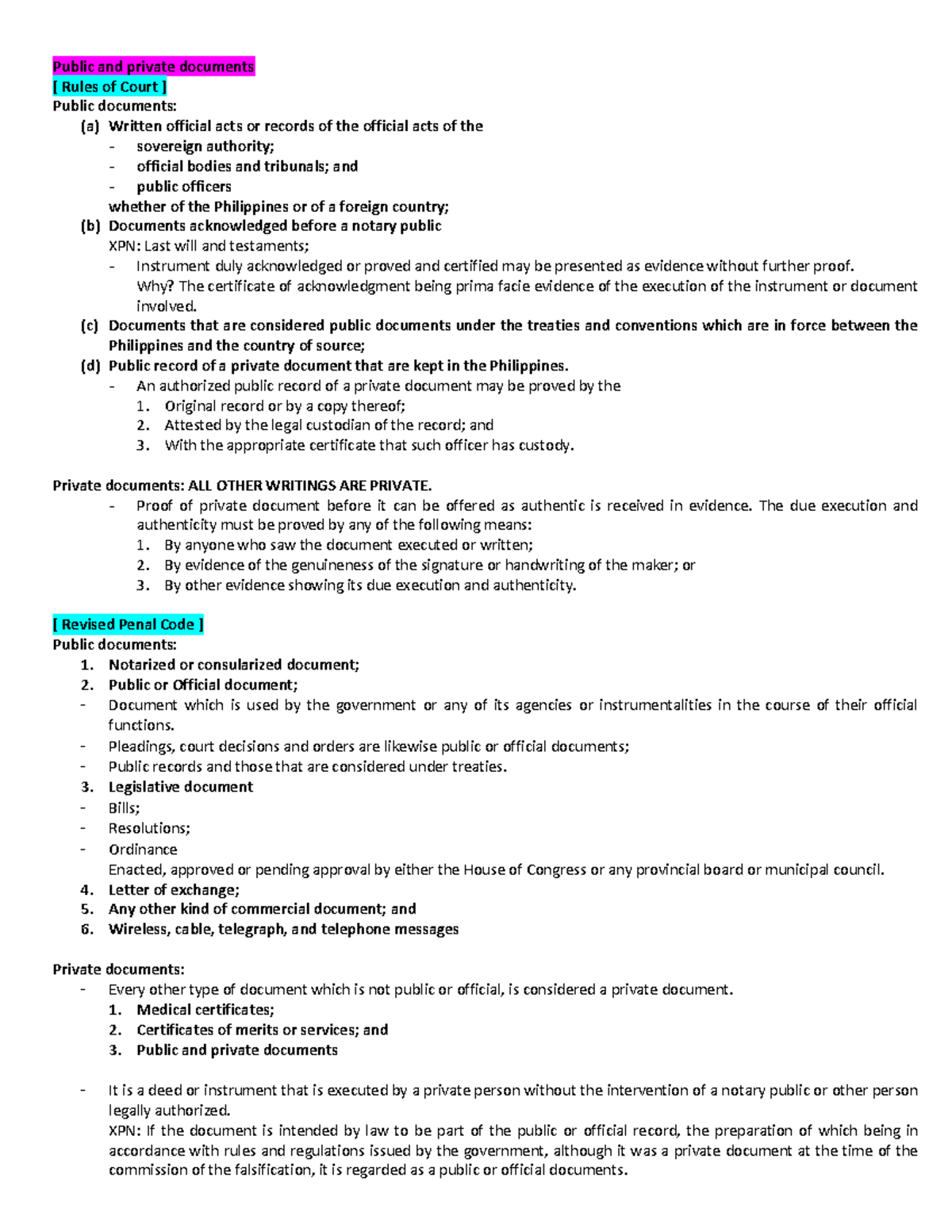 Public and Private Documents: Legal Definitions and Rules of Court ...