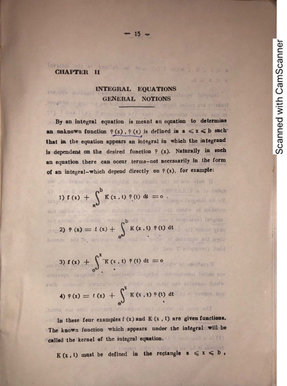 Chapter II: Integral Equations - General Notions (1 1 15) - Studocu