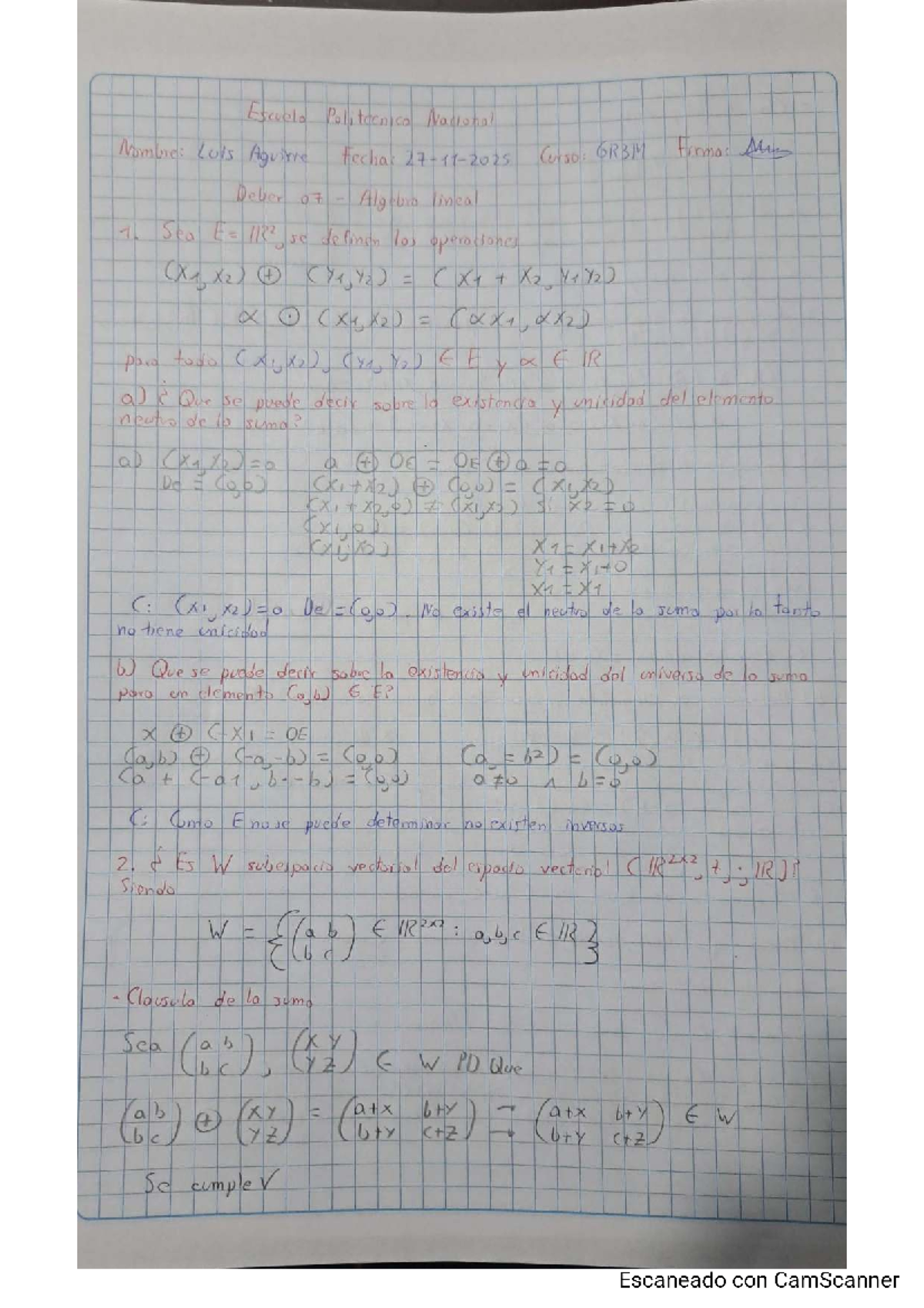 Deber 07: Álgebra Lineal 1122 - Operaciones y Espacios Vectoriales ...