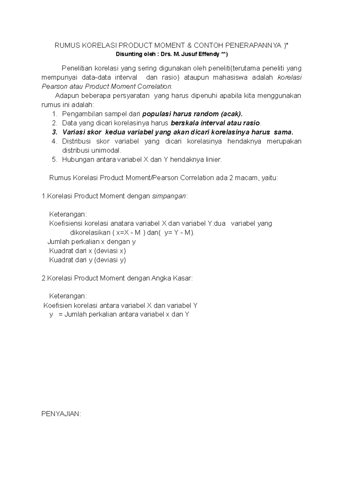 Rumus Korelasi Product Moment: Teori dan Aplikasi Contoh - Studocu