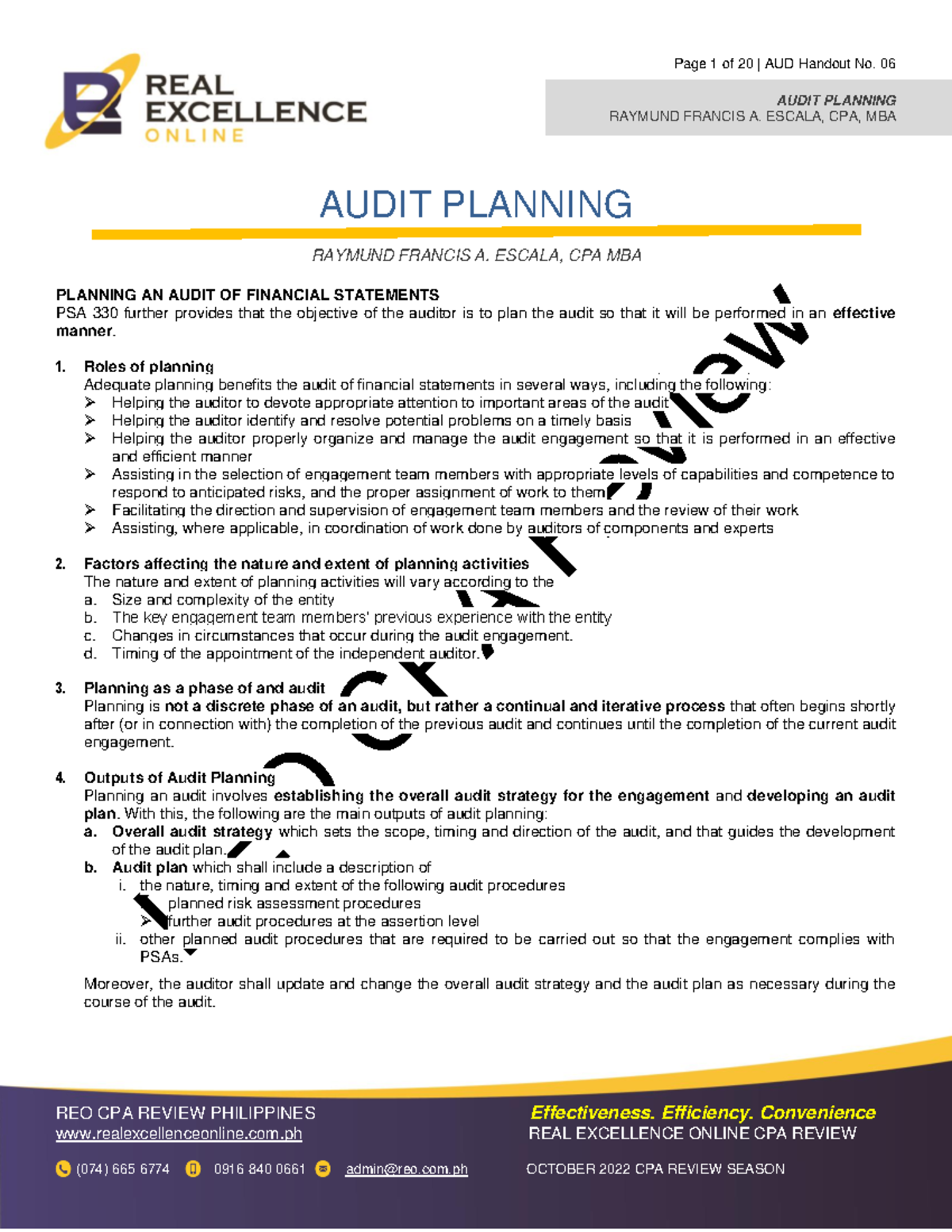 AUD 06: Effective Audit Planning Strategies and Risk Assessment ...