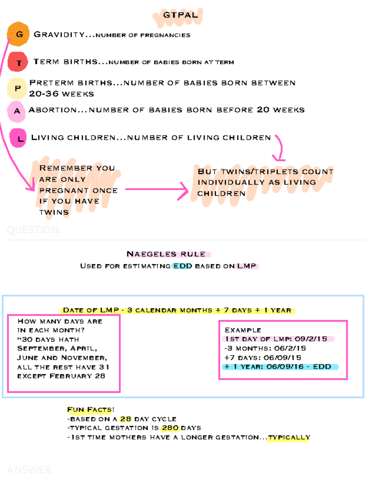Week 3 Quiz Review - QUESTION ANSWER GTPAL G T P A L Gravidity.. of ...
