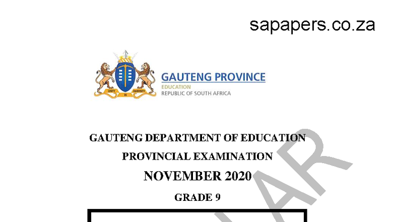 Grade 9 Mathematics (P2) November 2020 Exam Paper - Studocu