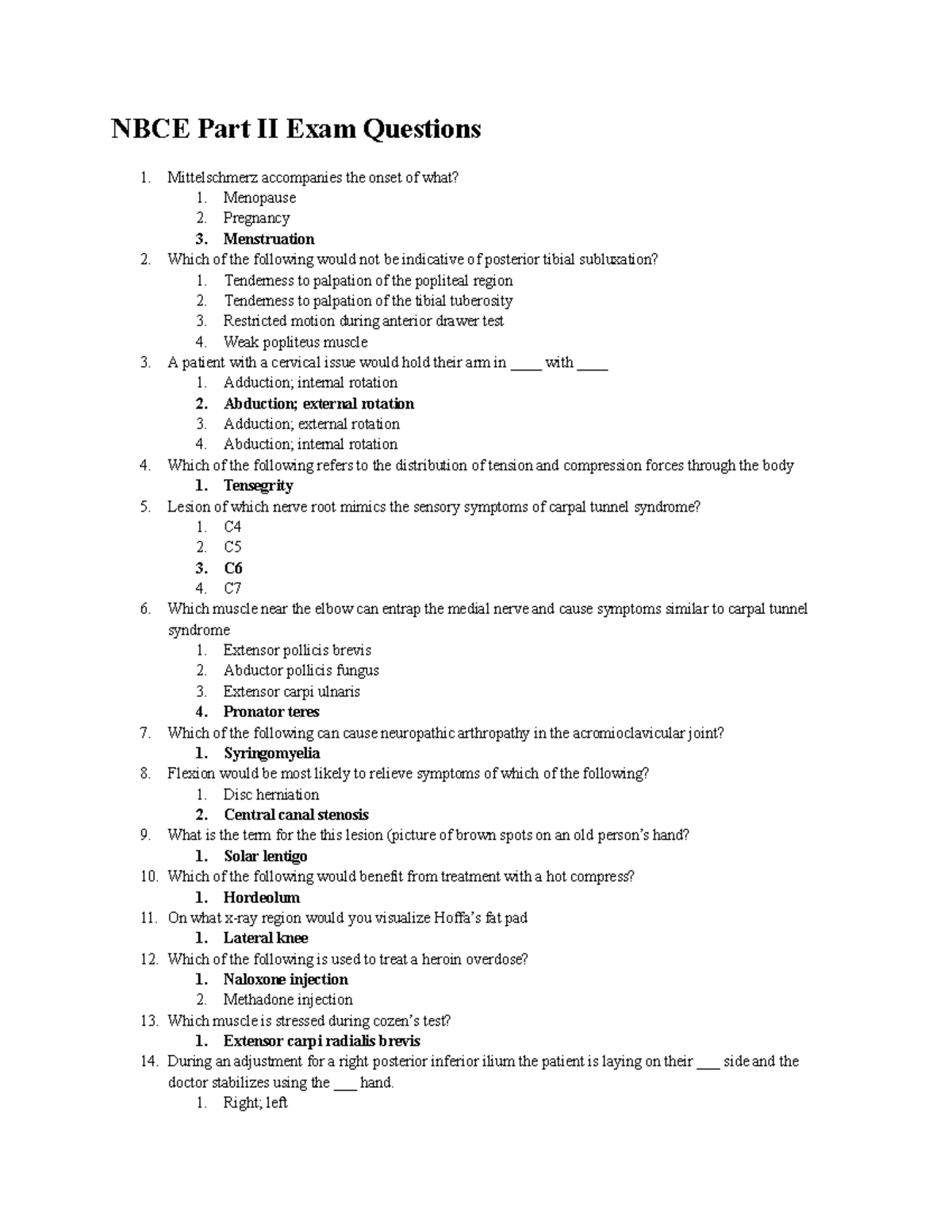 NBCE Part II Boards Exam Questions and Answers - NBCE Part II Exam ...