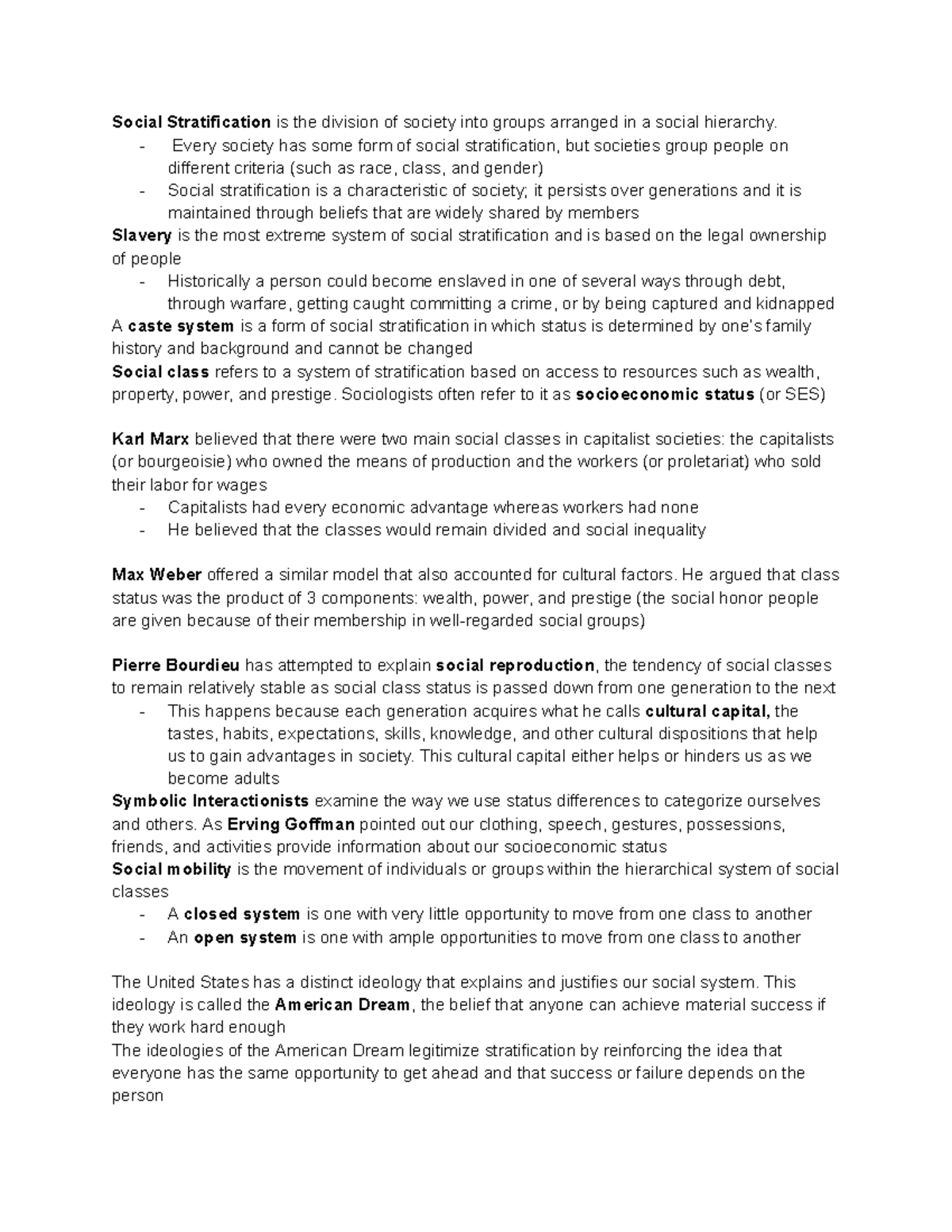 Sociology 101: Final Exam Review on Social Stratification and Race ...