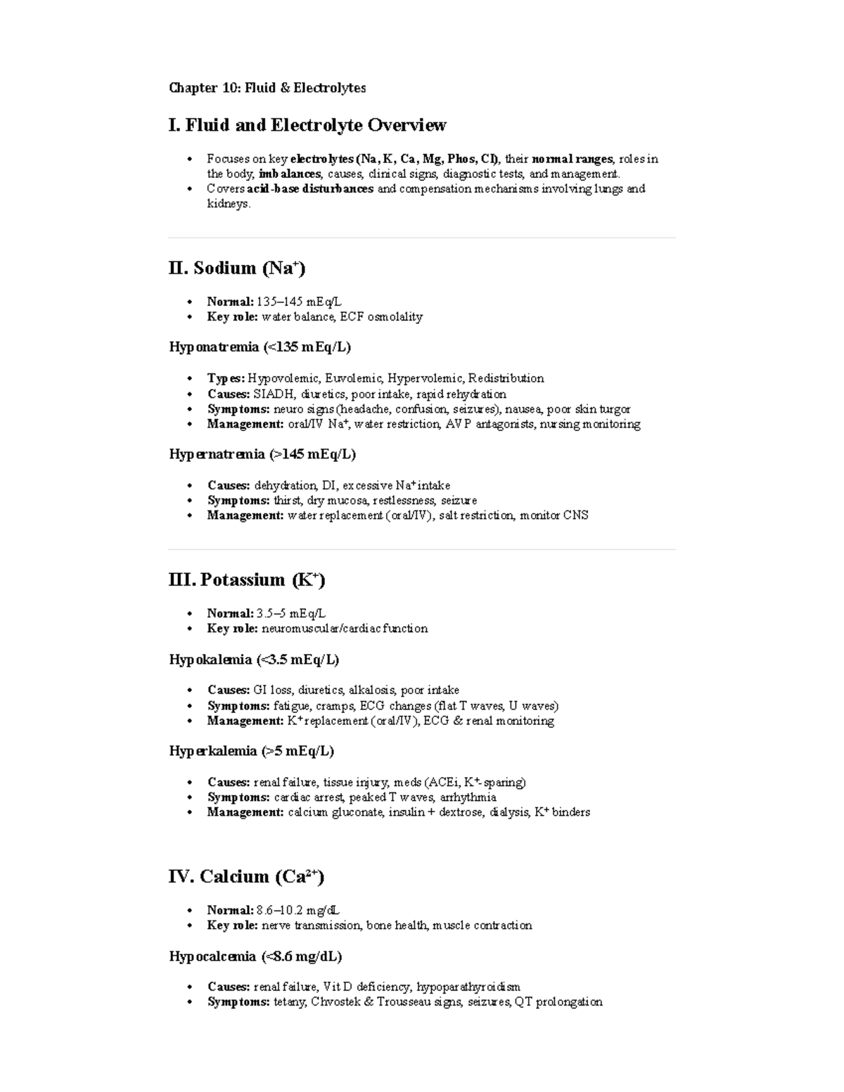 Fluid & Electrolytes Overview: Key Concepts & Management (NURS 101 ...