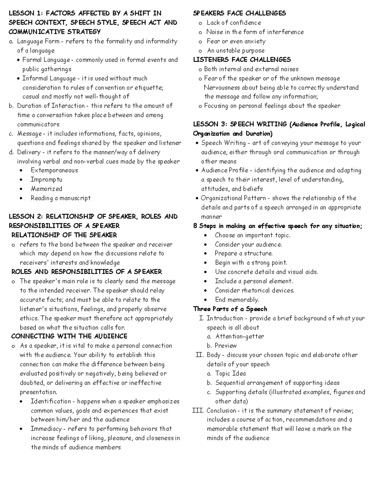 Oral Communication: Lesson Insights on Speech Factors and Delivery ...