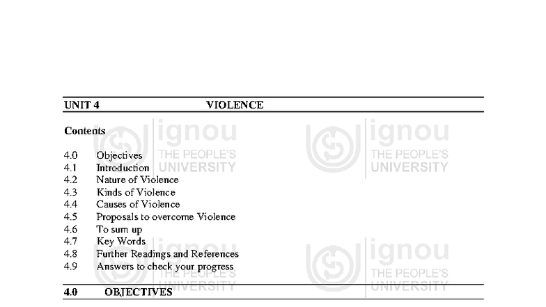 UNIT 4: NATURE OF VIOLENCE - Understanding Causes and Types - Studocu