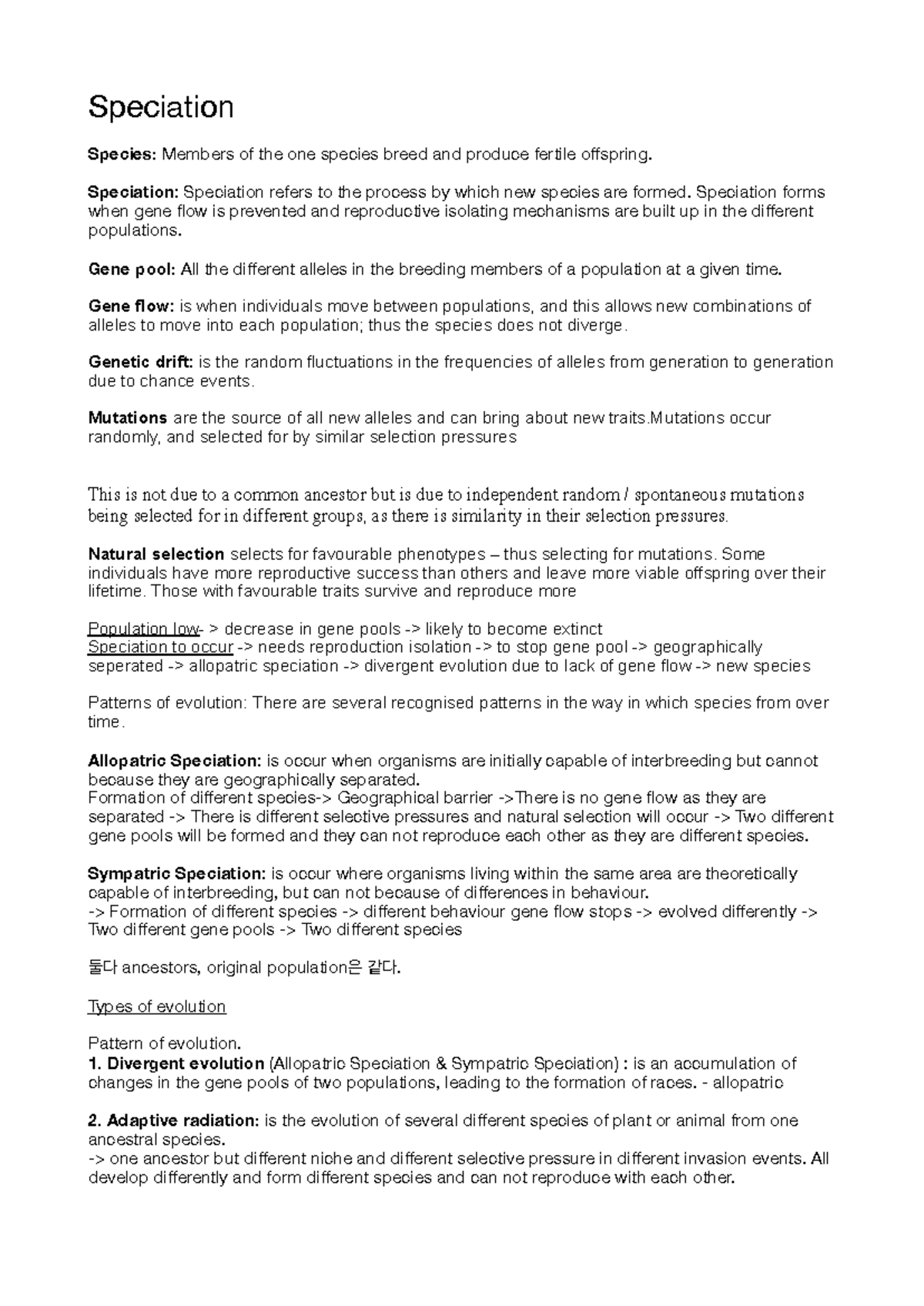 Speciation Overview: Mechanisms, Patterns, and Types of Evolution - Studocu