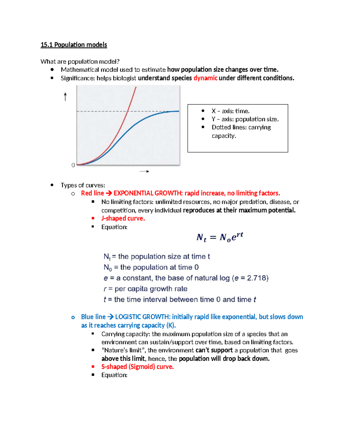 Ecology 15.1 - Population Models and Dynamics Lecture Notes - Studocu