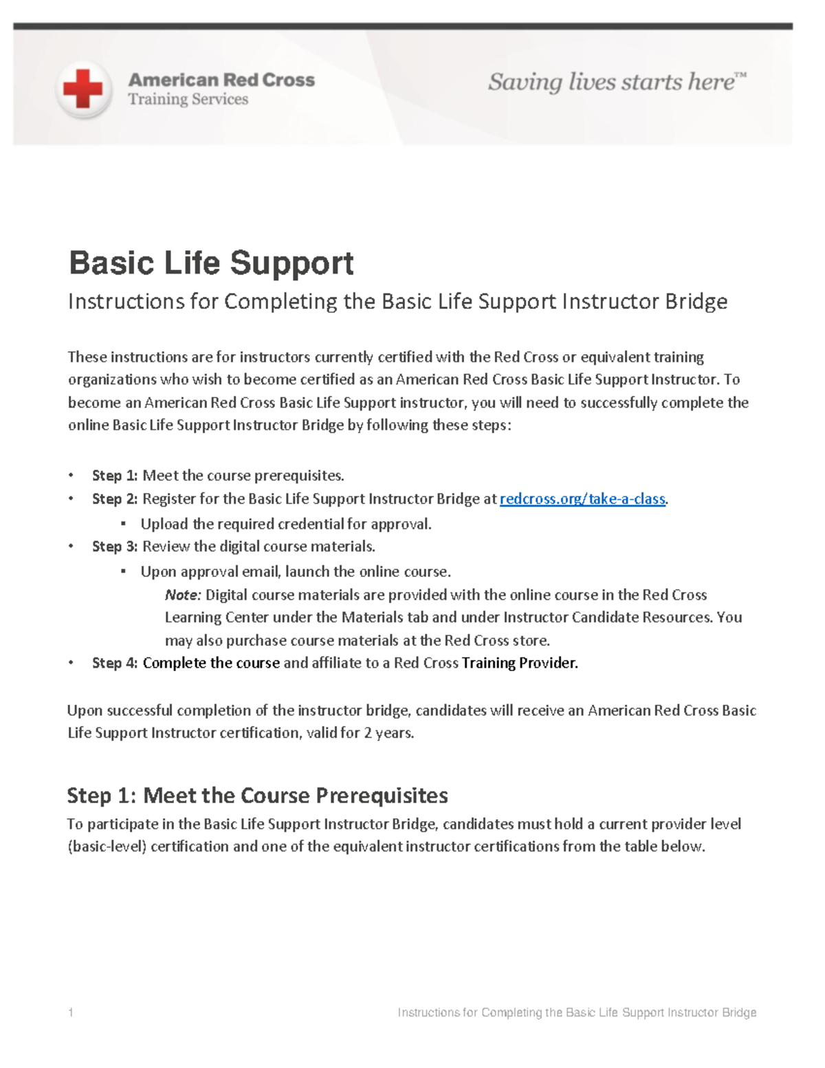 Basic Life Support - Instructor Bridge Instructions - Basic Life ...