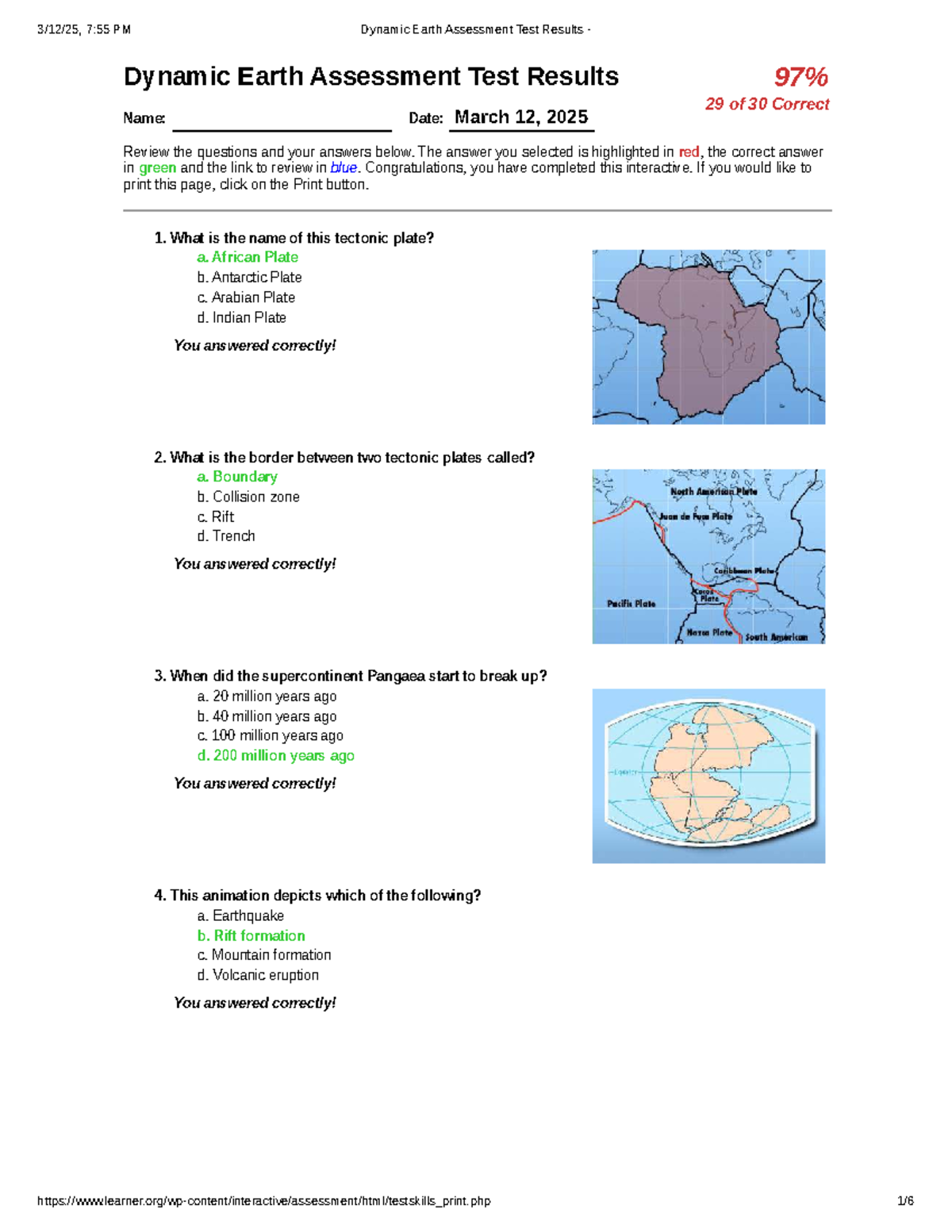 Dynamic Earth Assessment Test Results - March 12, 2025 - Studocu