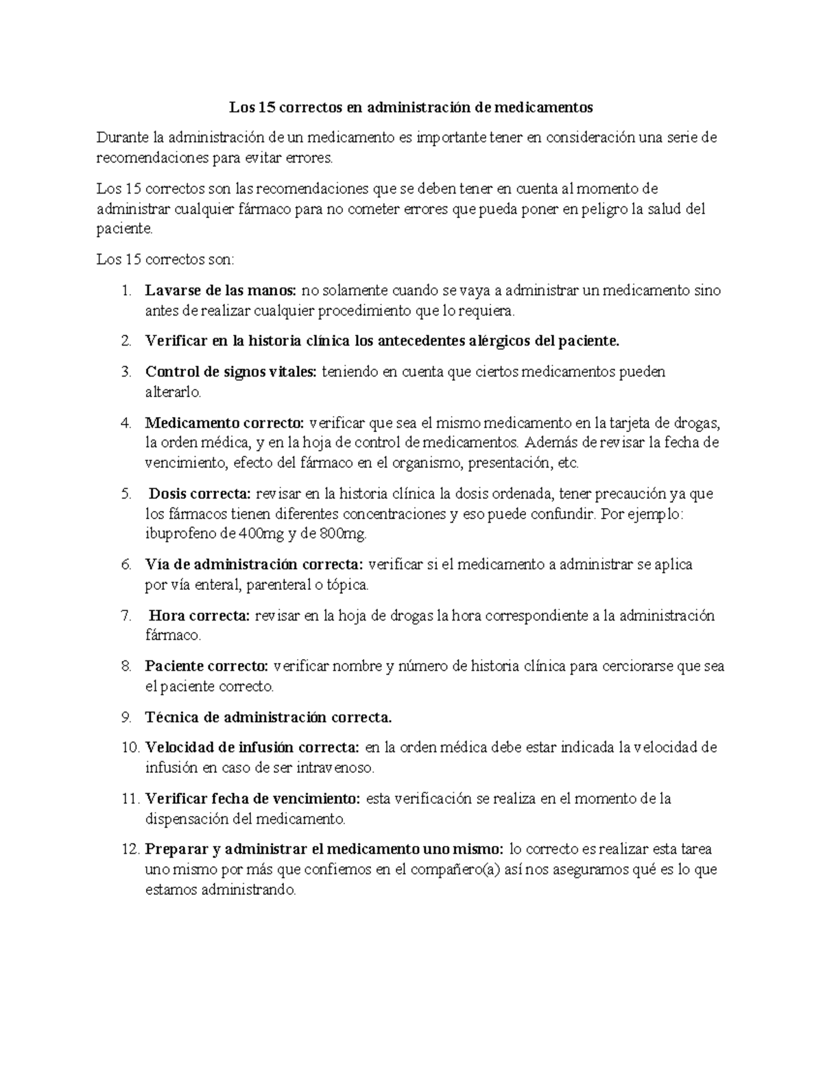 Los 15 Correctos en la Administración de Medicamentos: Seguridad del ...