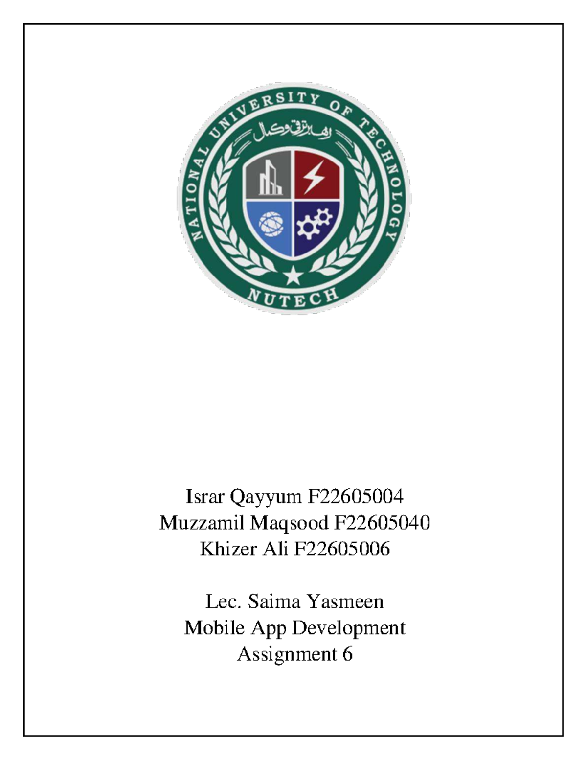Mobile App Development F22605004: Assignment 6 Overview and Code - Studocu