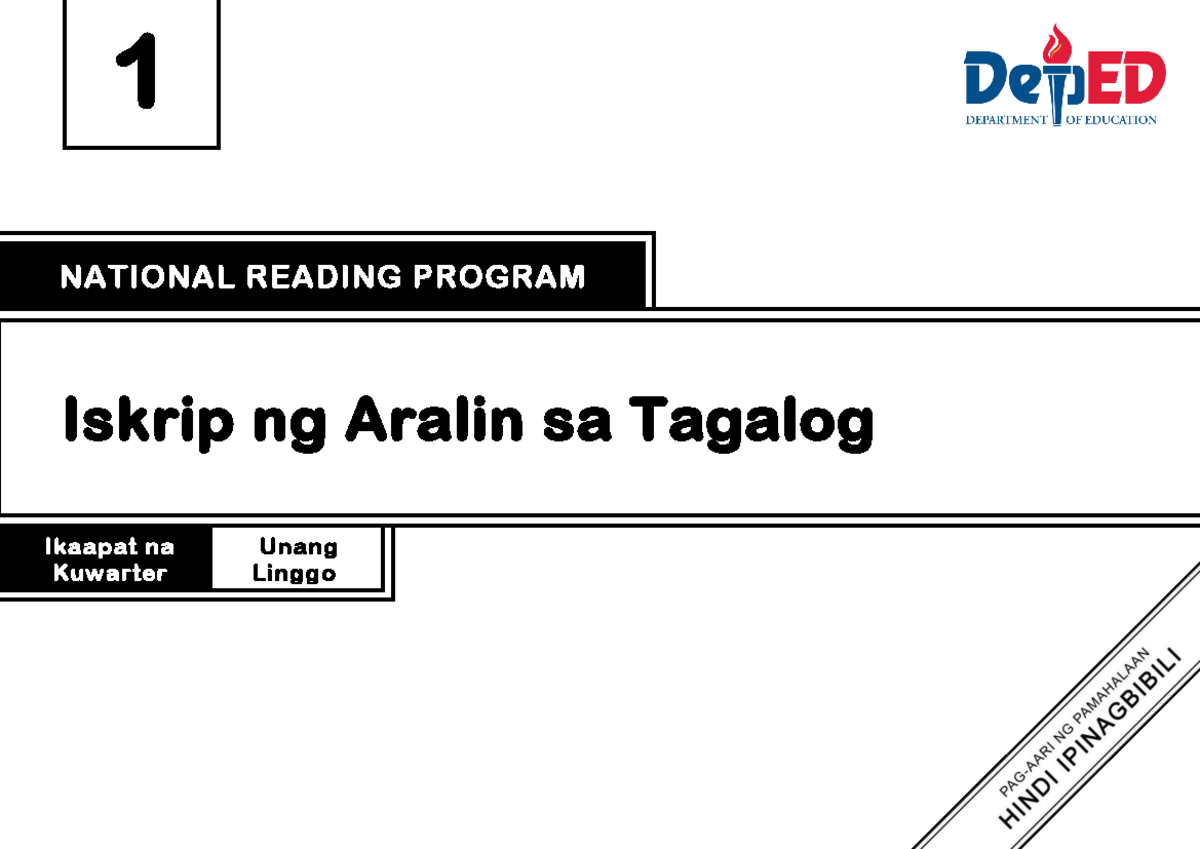 CO 2024 LS Grade 1 NRP Tagalog Q4 W1 - 1 Ikaapat na Kuwarter Unang ...