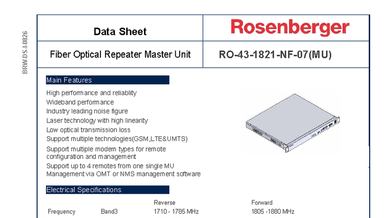 RO 43 1821 NF 07(MU) - Fiber Optical Repeater Features & Specs - Studocu