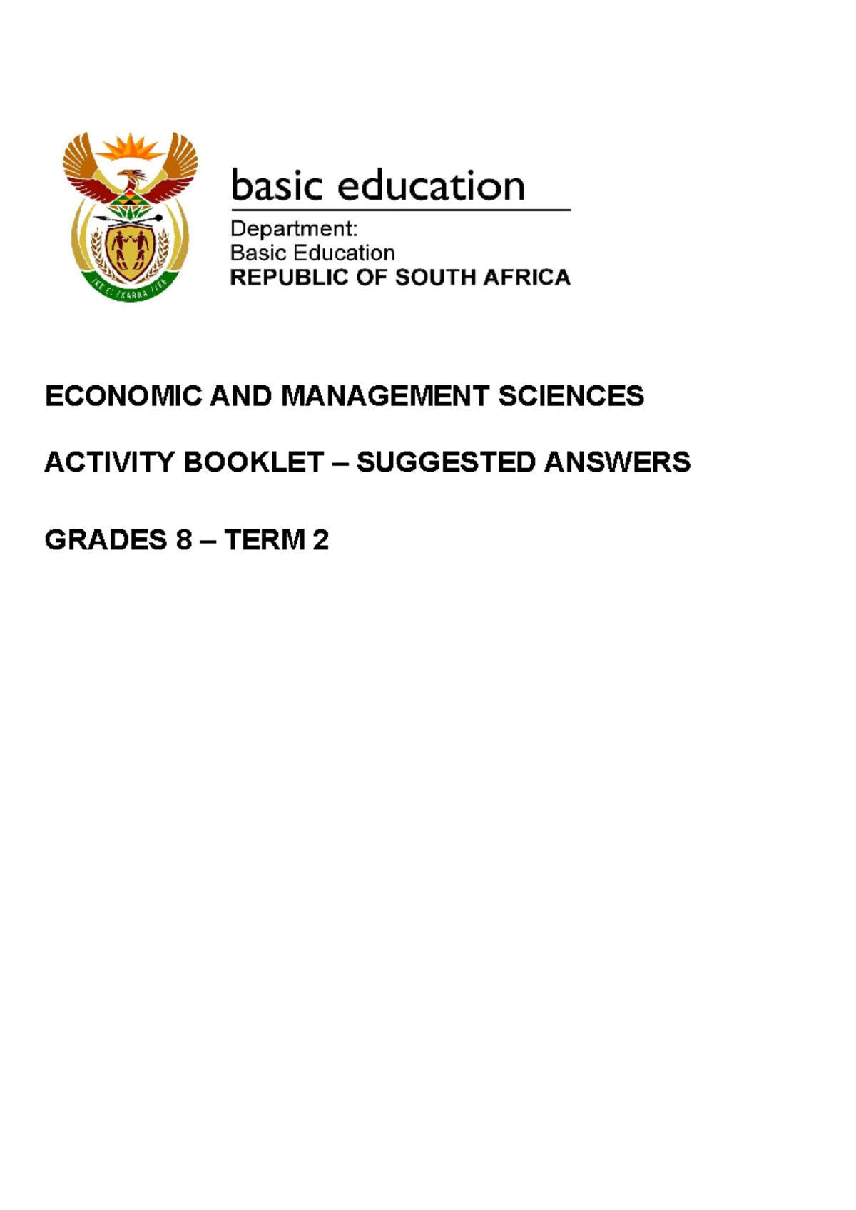 2024 EMS Gr 8 Term 2 Activity Booklet Answers - Studocu