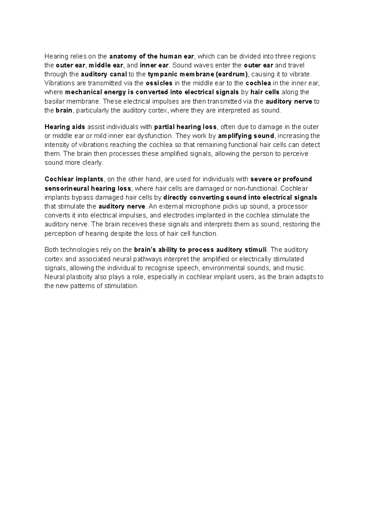 Hearing Mechanisms: Anatomy of the Human Ear and Assistive Devices ...