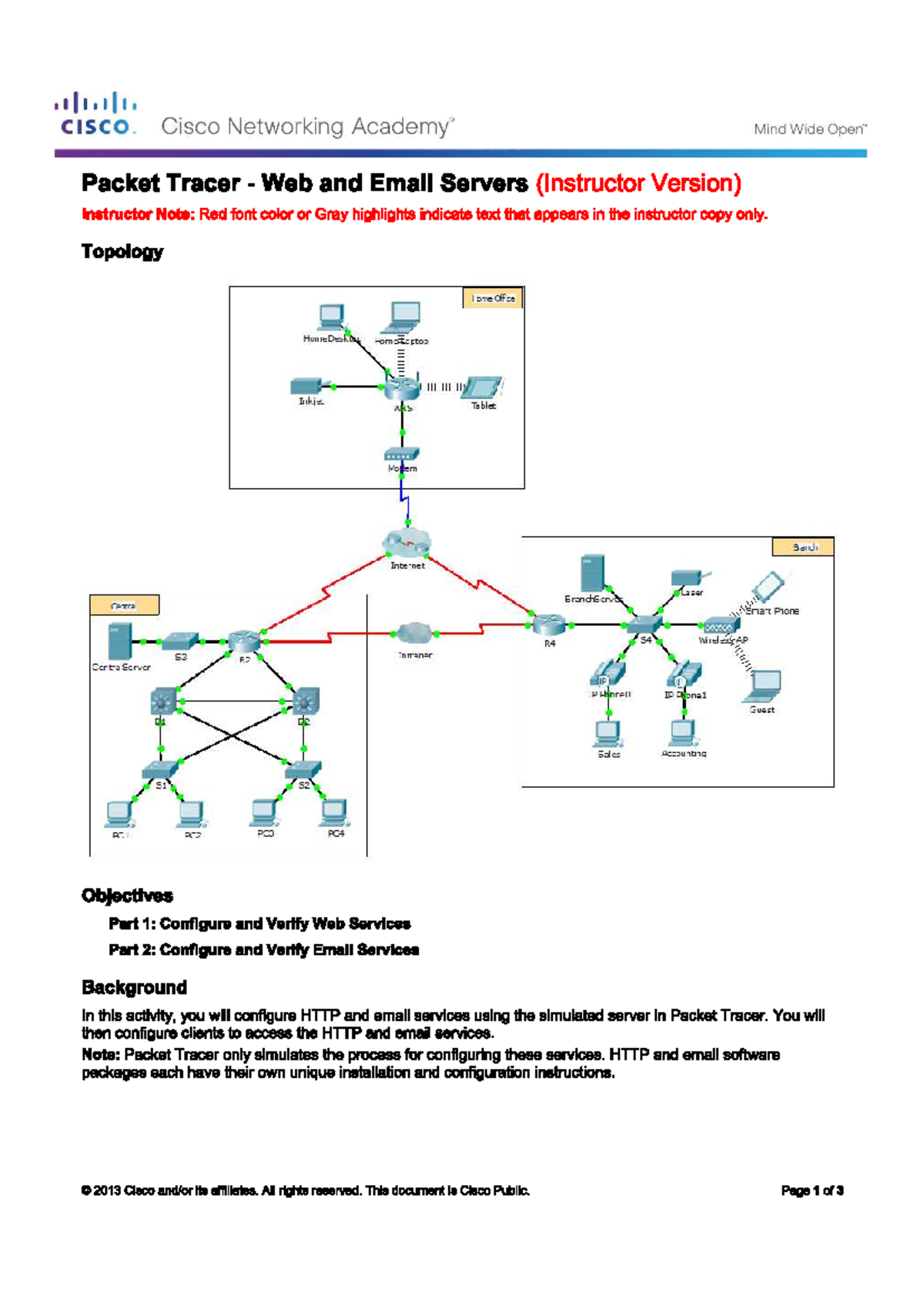 29-Packet Tracer: Configuring Web and Email Servers (Instructor) - Studocu