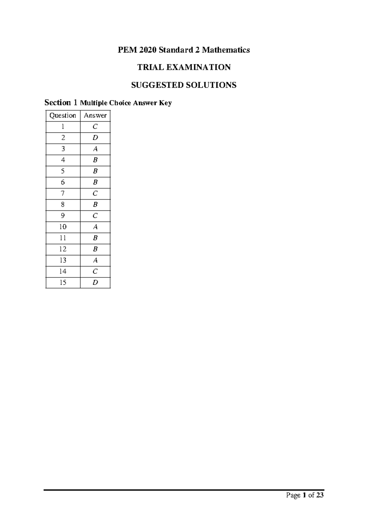 PEM 2020 Standard 2 Mathematics Trial Exam Marking Guidelines - Studocu