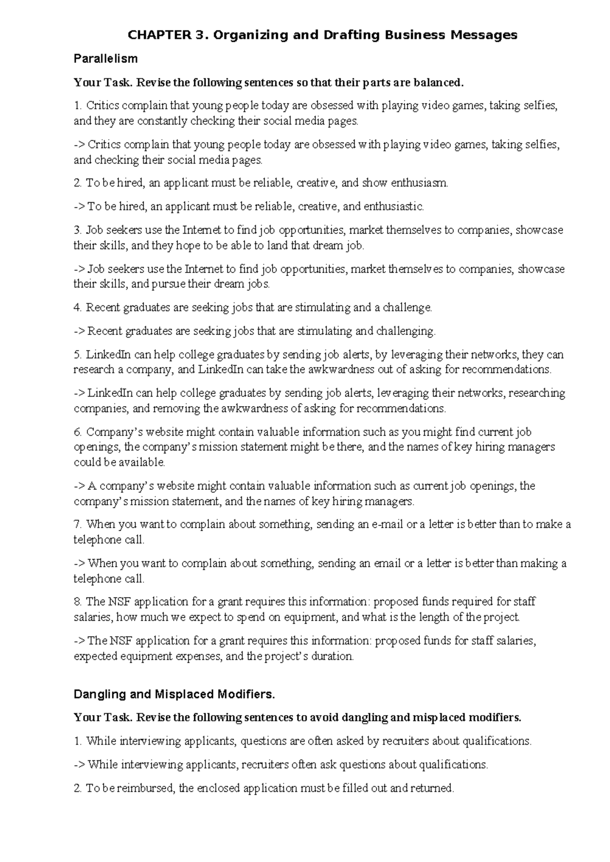 CHAPTER 3: Organizing and Drafting Business Messages - Studocu