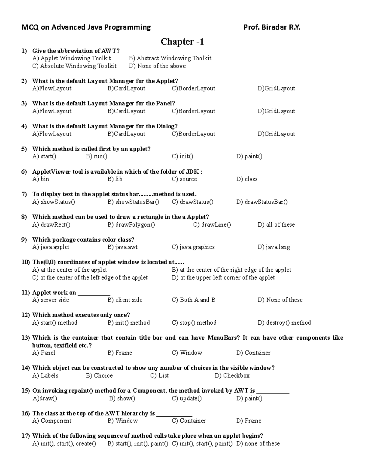 Java MCQ Review - Chapters 1 & 2 Exam Preparation - Studocu