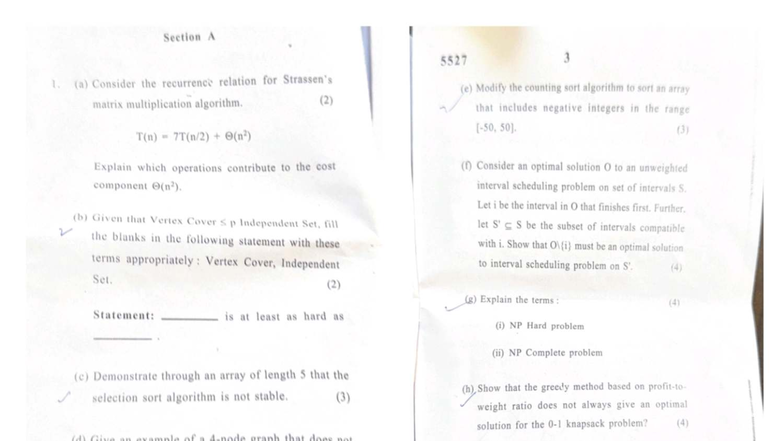 5527 Final Exam Review: Recurrence Relations & Sorting Algorithms - Studocu