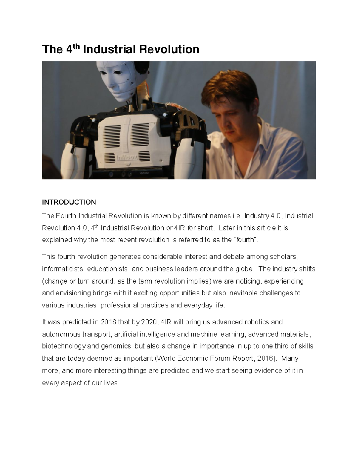 4IR - Understanding the Impacts of the 4th Industrial Revolution - Studocu