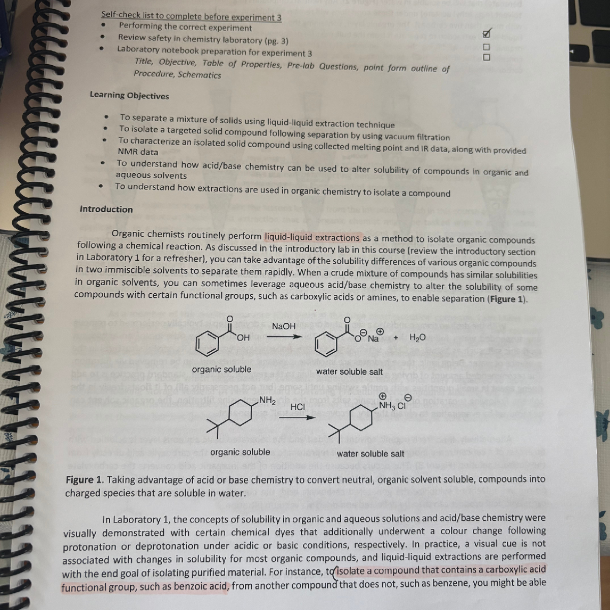 Chem 324 - Laboratory Notebook for Experiment 3: Extraction Techniques ...