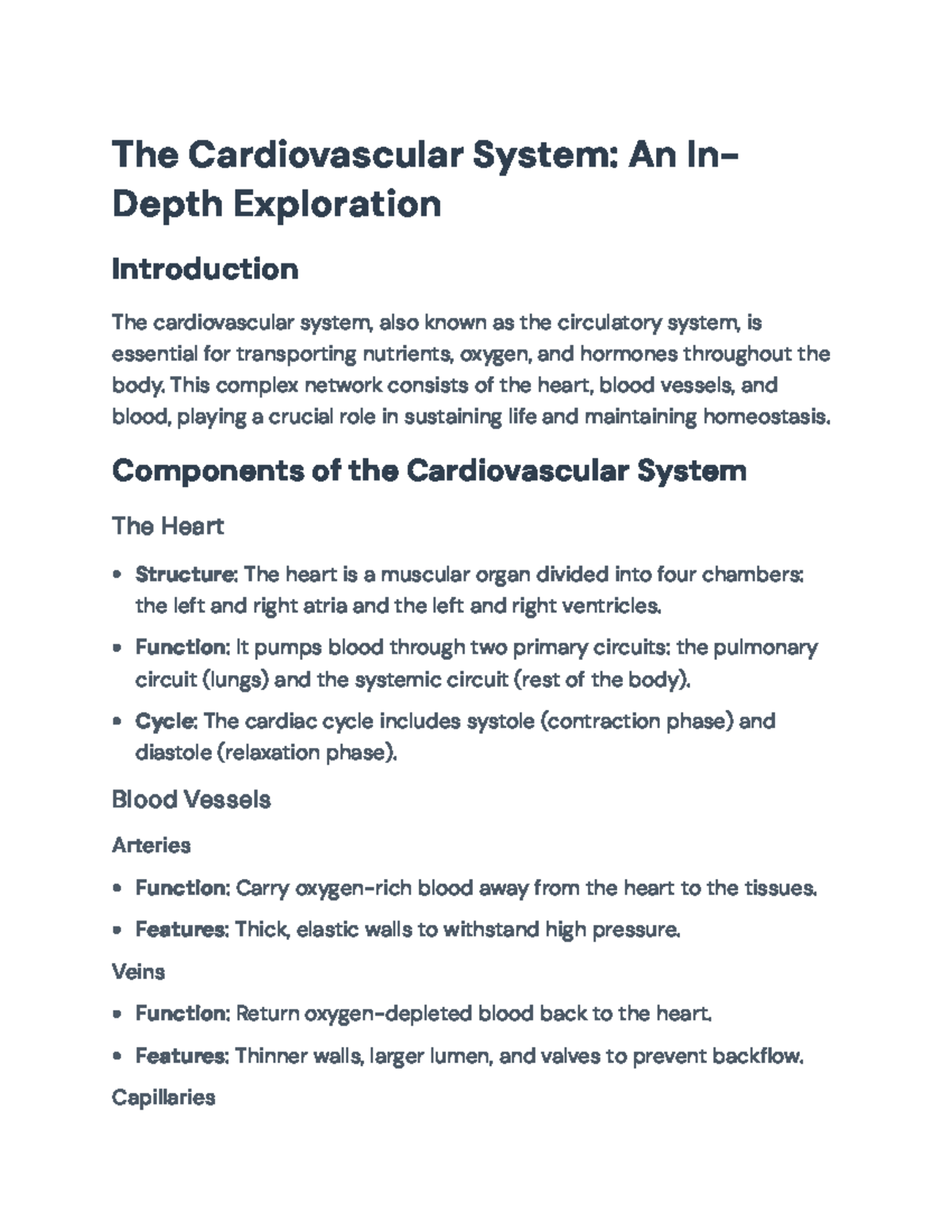 Comprehensive Overview of the Cardiovascular System and Disorders: A ...
