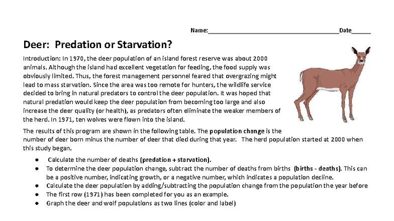 Biology 101: Deer Population Dynamics & Predation Study - Studocu