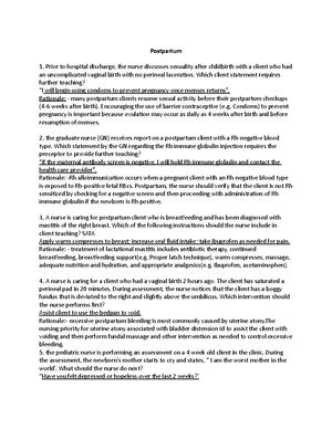 BUBBLEHE Mnemonic Postpartum Assessment - BUBBLEHED Assessment Handout ...