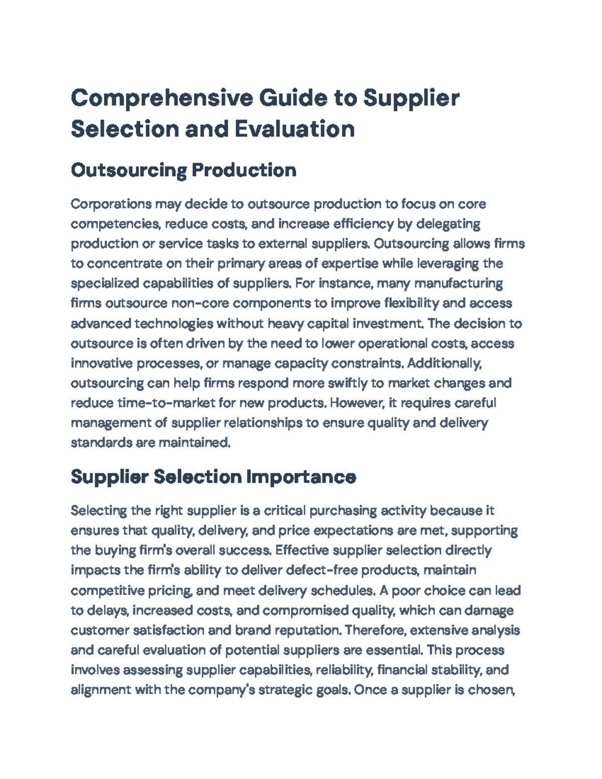 Comprehensive Guide to Supplier Selection & Evaluation Strategies for ...