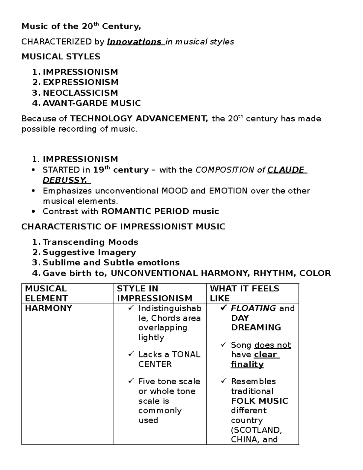 20th Century Musical Innovations: Impressionism, Expressionism, and ...