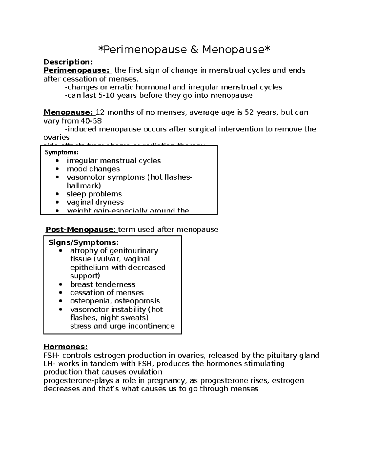 Menopause template - Perimenopause & Menopause Description ...