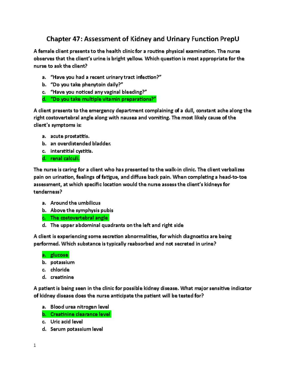 Assessment of Kidney and Urinary Function Prep U - The nurse observes ...