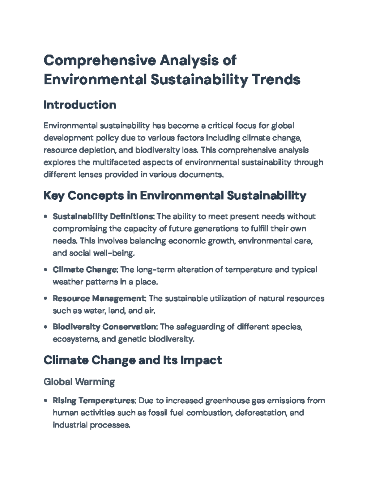 Comprehensive Overview of Environmental Sustainability Trends ...