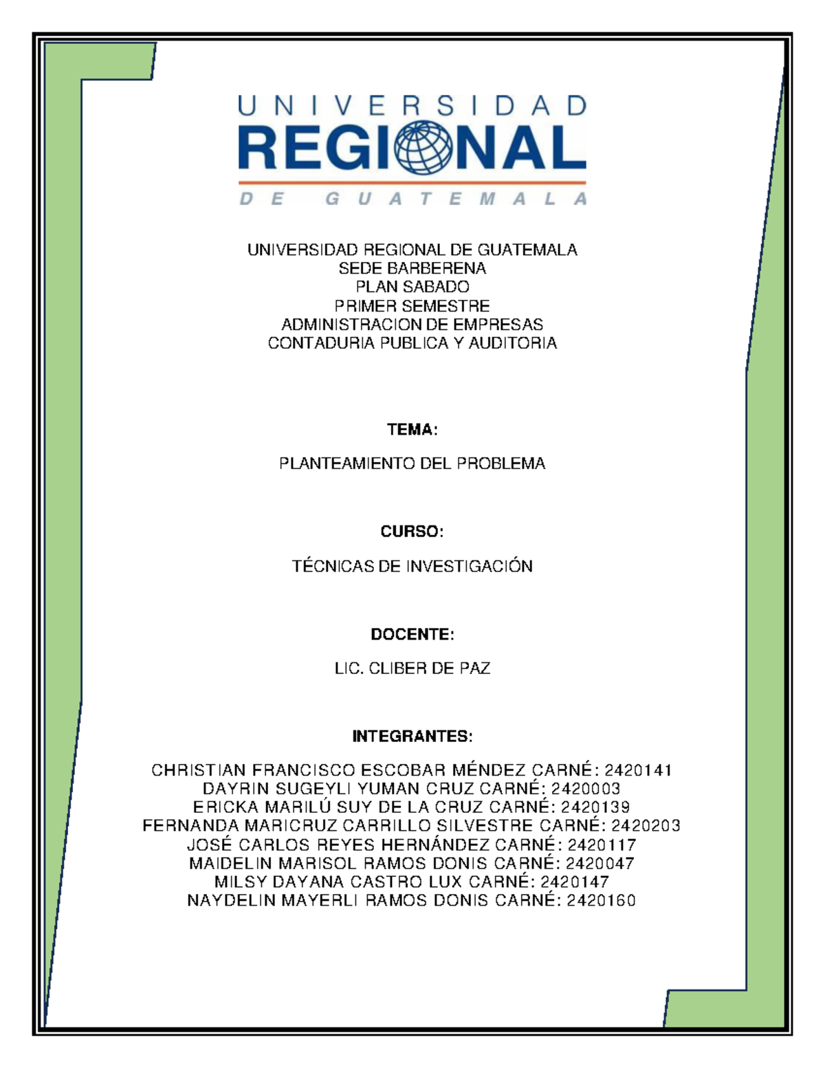 Caratula - Metodologia de la investigacion - UNIVERSIDAD REGIONAL DE ...