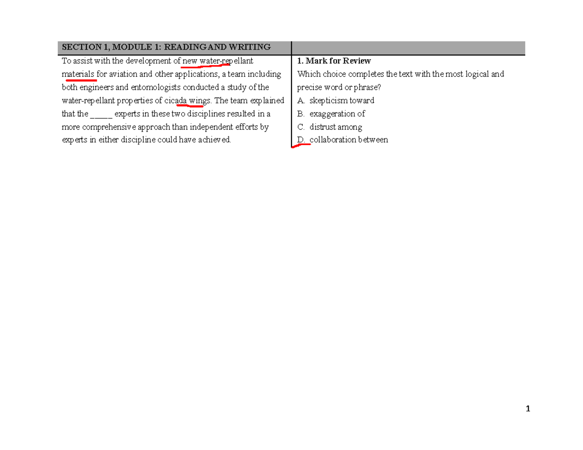 SECTION 1, MODULE 1: READING AND WRITING STUDY NOTES - Studocu
