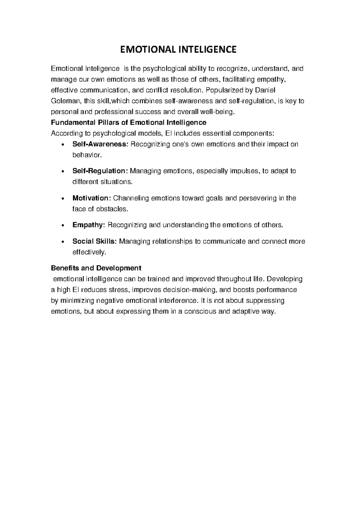 Emotional Intelligence: Key Concepts and Benefits (Course Code: EI 8 ...