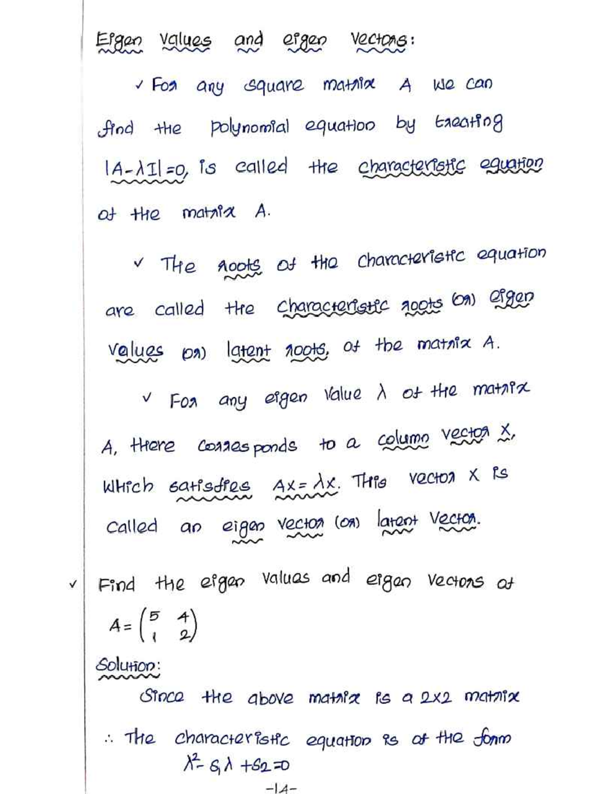 Eigenvalues and Eigenvectors: Characteristic Equation Analysis (MATH 222) - Studocu