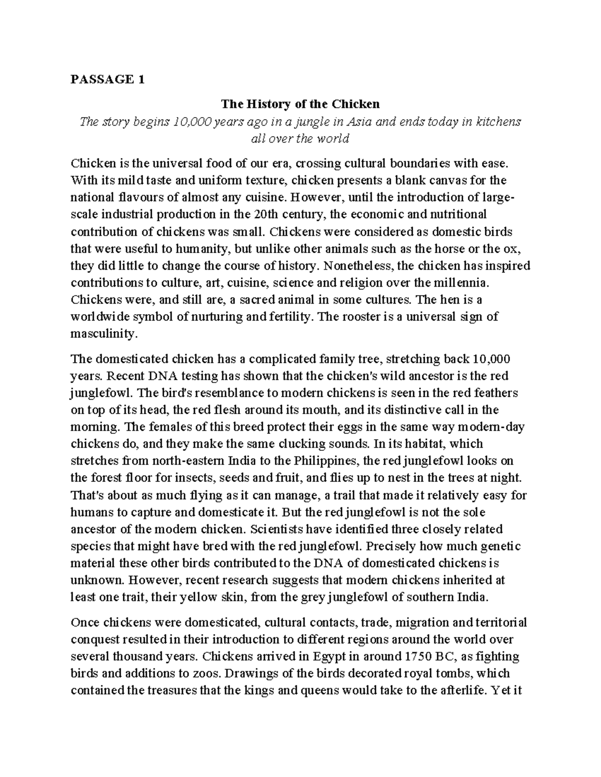 VOL 8 TEST 3 - The History of the Chicken and Personality Traits - Studocu