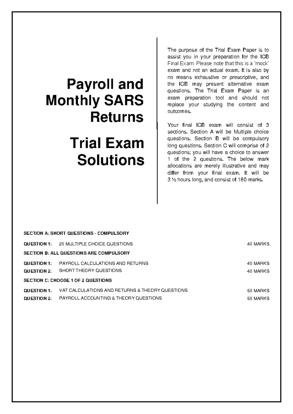 Trial Exam Paper 1 QP - SECTION A: SHORT QUESTIONS - COMPULSORY ...