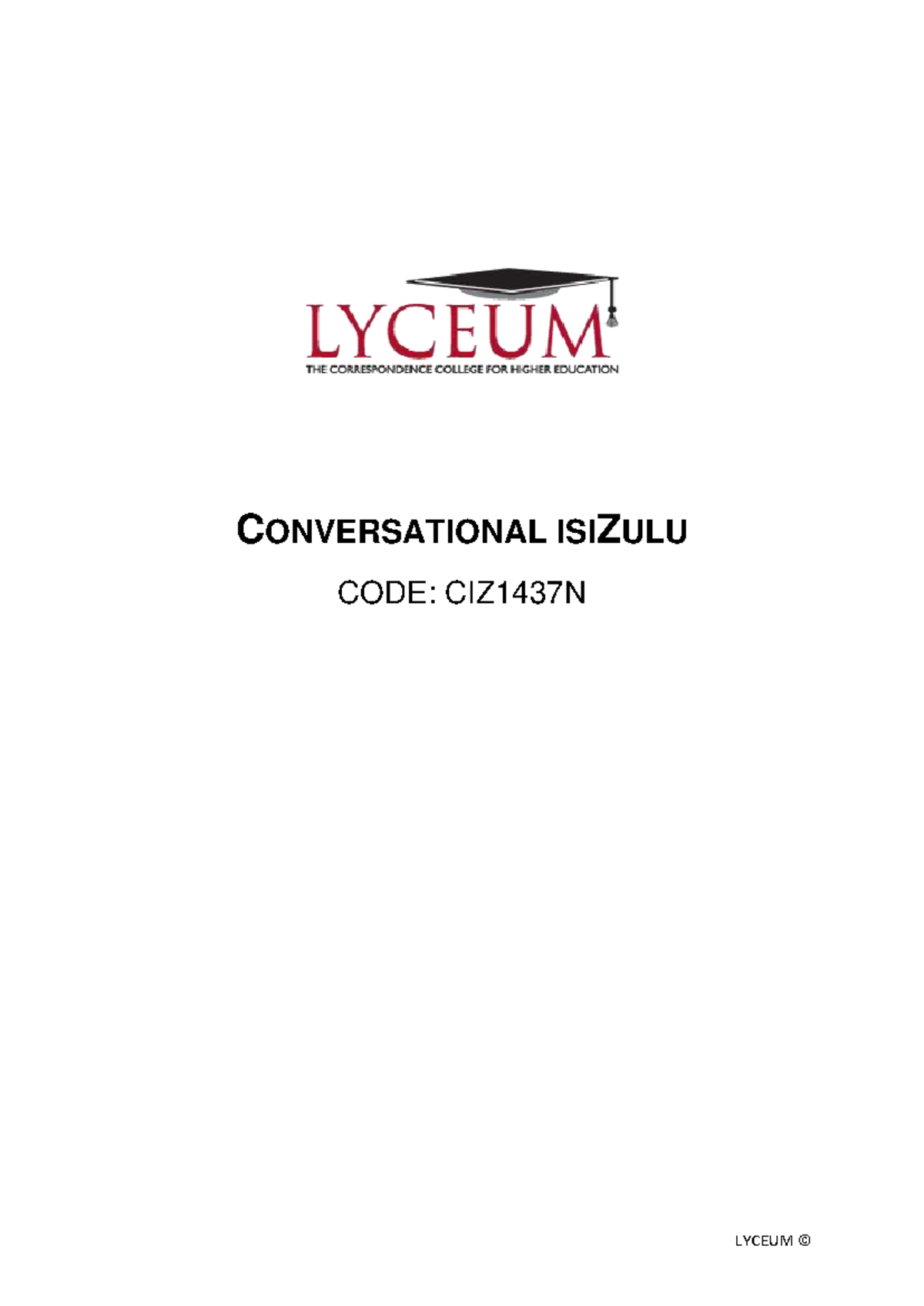 Conversational IsiZulu Study Guide: CIZ1437N Module Overview - Studocu