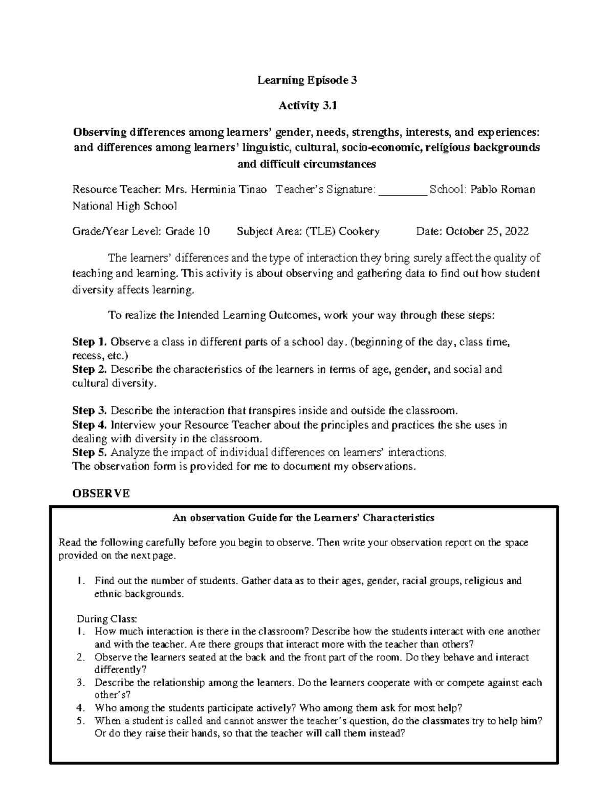 FS-1-Learning Episode 3: Analyzing Learner Diversity and Interactions ...