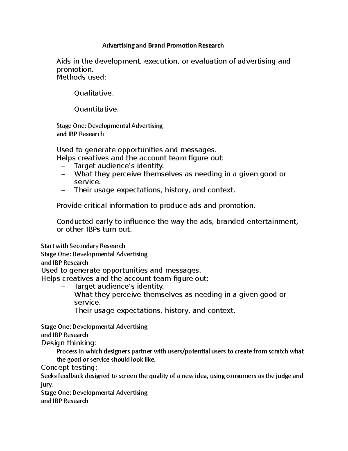 Advertising and Brand Promotion Research - Methods used: Qualitative ...
