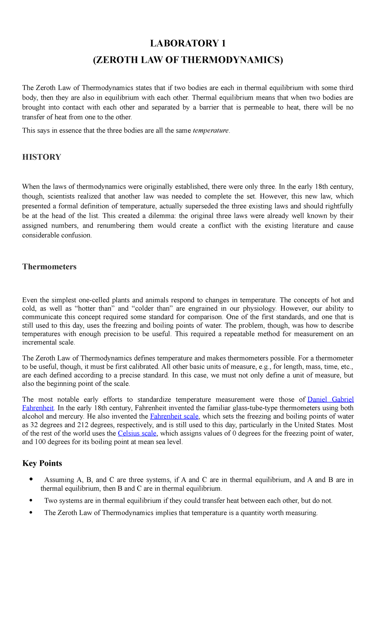 LAB-1: Understanding the Zeroth Law of Thermodynamics - Studocu