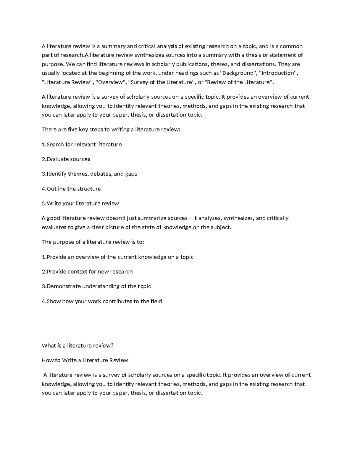 Literature Review Guide: Key Steps & Examples for Research - Studocu